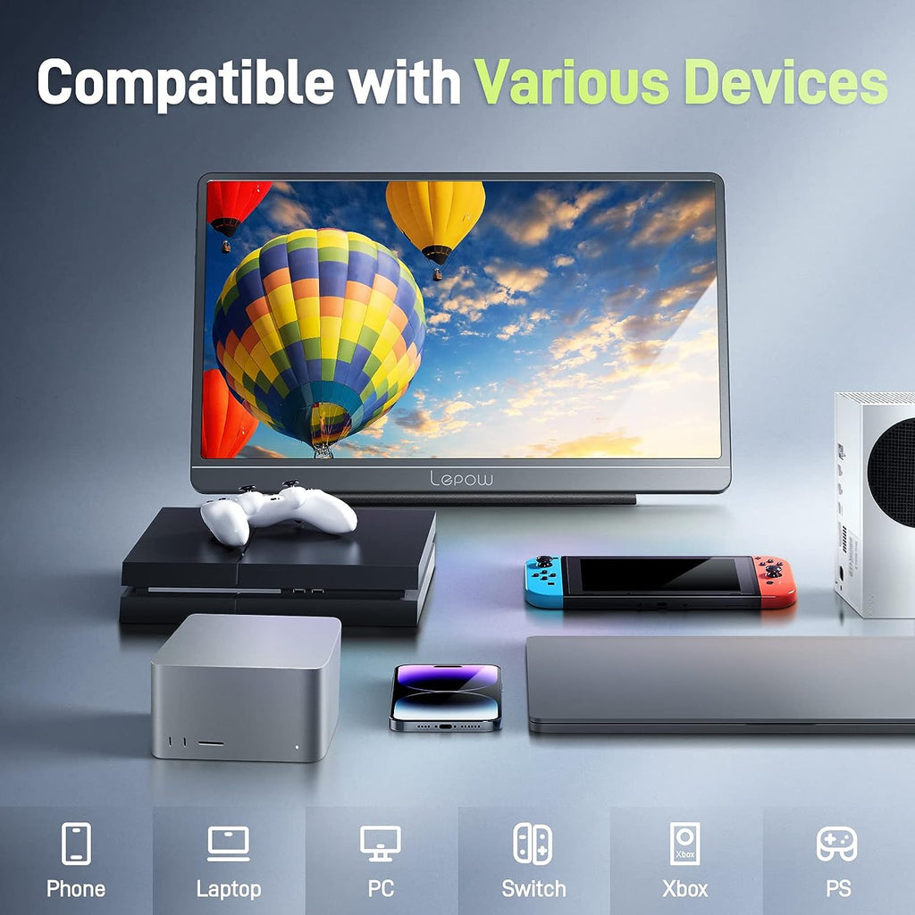 Lepow Z1 E5 15.6" FHD Portable Monitor – 100% sRGB, IPS, HDR, USB-C, U ...